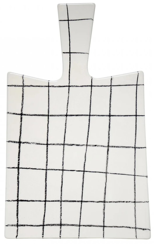 HK living Keramické servírovací prkénko Cube, černá barva, bílá barva, keramika