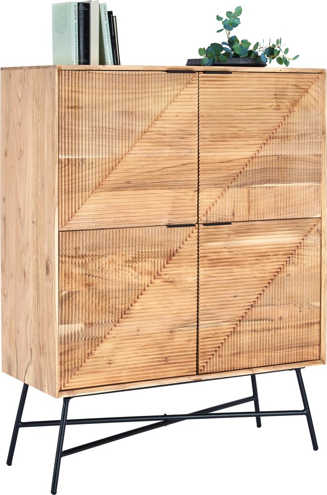 XXXLutz VYSOKÁ KOMODA, akácie, černá, barvy akácie, 105/135/45 cm Ambia Home - Vysoké komody - 001630018202