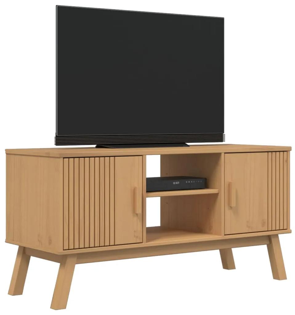 TV skříňka OLDEN hnědá 114 x 43 x 57 cm masivní borové dřevo