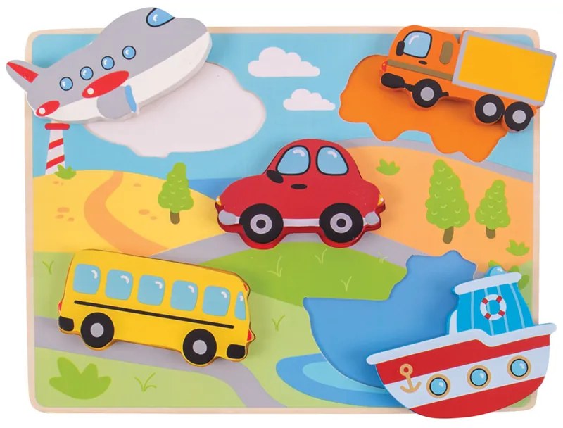 Bigjigs Toys Vkládací puzzle dopravní prostředky
