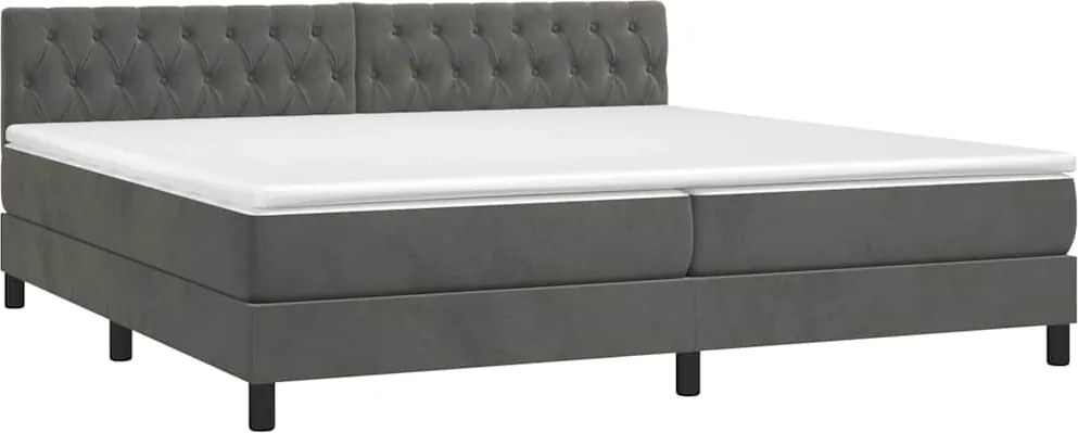 Box spring postel s matrací a LED tmavě šedá 200x200 cm samet 3134604
