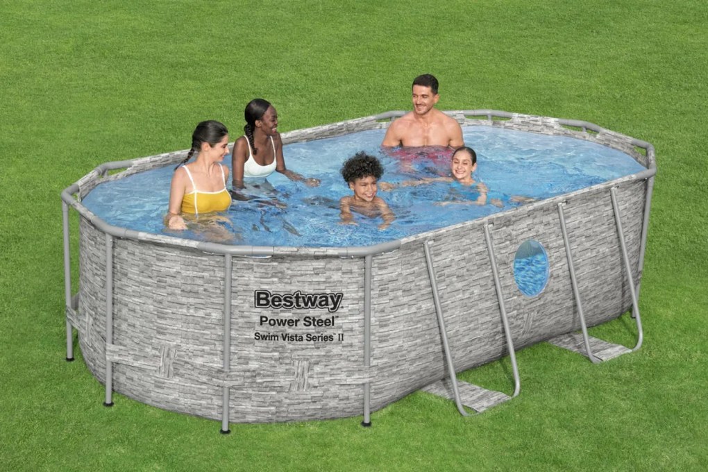 BESTWAY Power Steel Swim Vista bazén s oknem 427x250x100 14x8FT 7in1