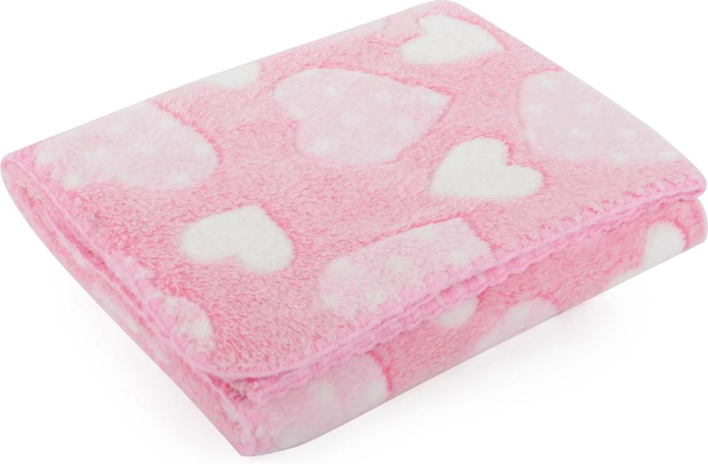 Dětská deka se srdíčky DORA růžová 80x90 cm Mybesthome