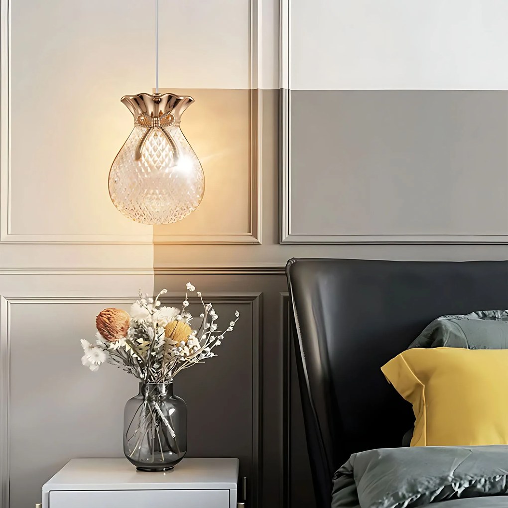 Toolight Závěsné skleněné LED osvětlení D19 LHJ107-1CP růžová zlatá