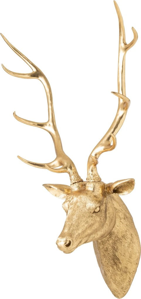 Zlatá veliká nástěnná hlava jelena Deer z polyresinu XL – 57*38*103 cm