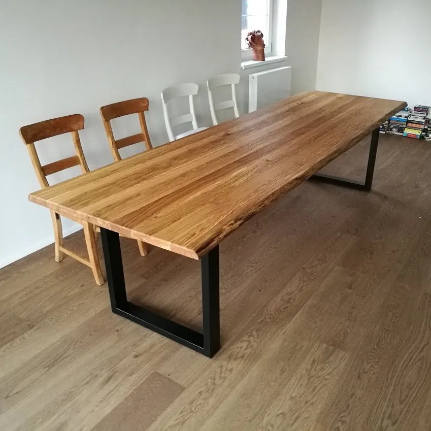 KULHÁNEK Masivní jídelní stůl 300x90 cm Velikost desky: 300x100 cm, Odstín podnože: antracit - RAL 7016