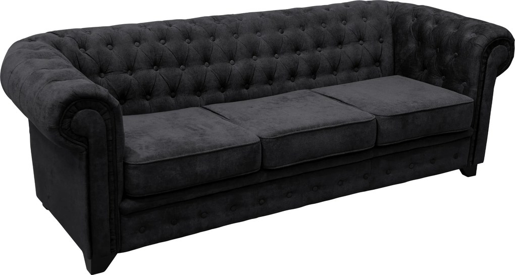 XXXLutz POHOVKA CHESTERFIELD, dřevo, textil, kompozitní dřevo, černá MID.YOU - Pohovky - 000694009809
