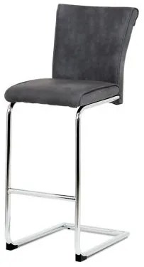 Barová židle šedá koženka / chrom