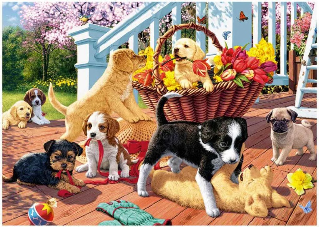 DINO Puzzle 1000 dílků Štěňata skrytá tajemství 66x47cm skládačka v krabici dn532557