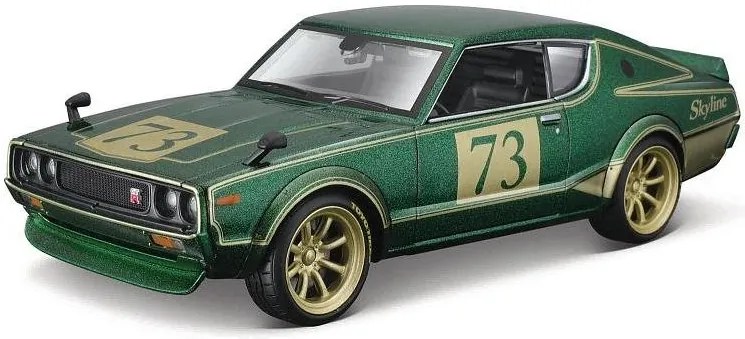Kovový model maisto 1973 nissan skyline 2000gt-r (kpgc 110), tokyo mods, zelená