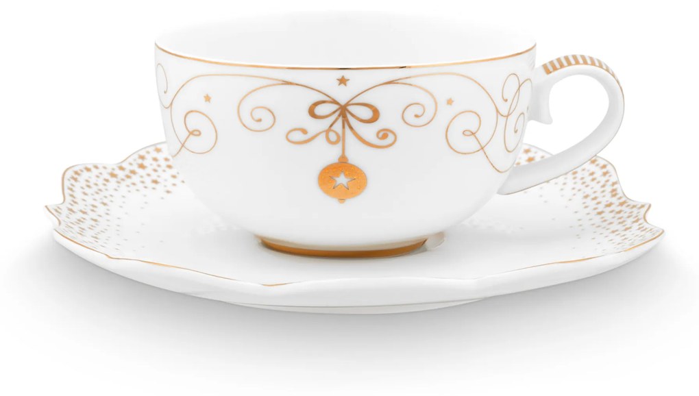 Pip Studio Royal Winter cappuccino šálek s podšálkem 210ml, bílý (Cappuccino šálek)