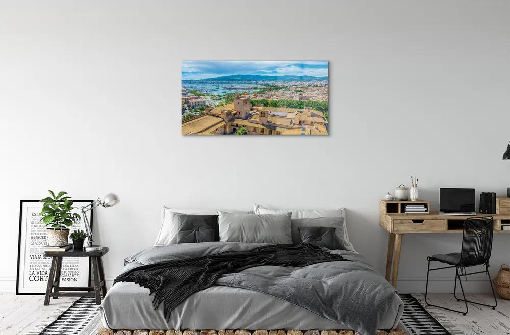 akrylový obraz Španělsko Port pobřeží město 100x50 cm