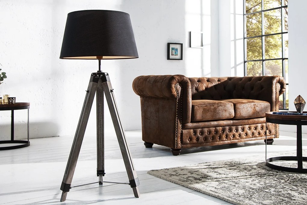 Bighome - Stojací lampa SIL, 145cm – černá, stříbrná