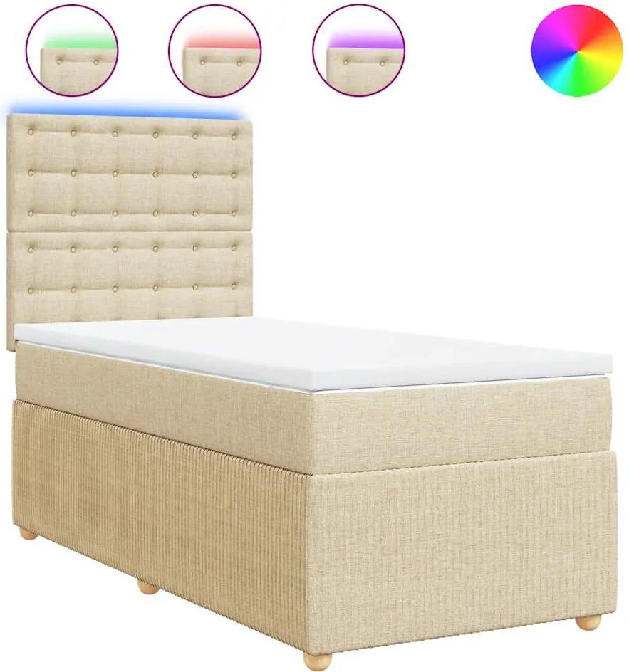 Box spring postel s matrací krémová 80 x 200 cm textil 3294202