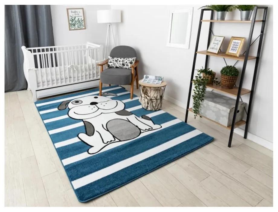 Dětský kusový koberec Pejsek modrý 140x190cm