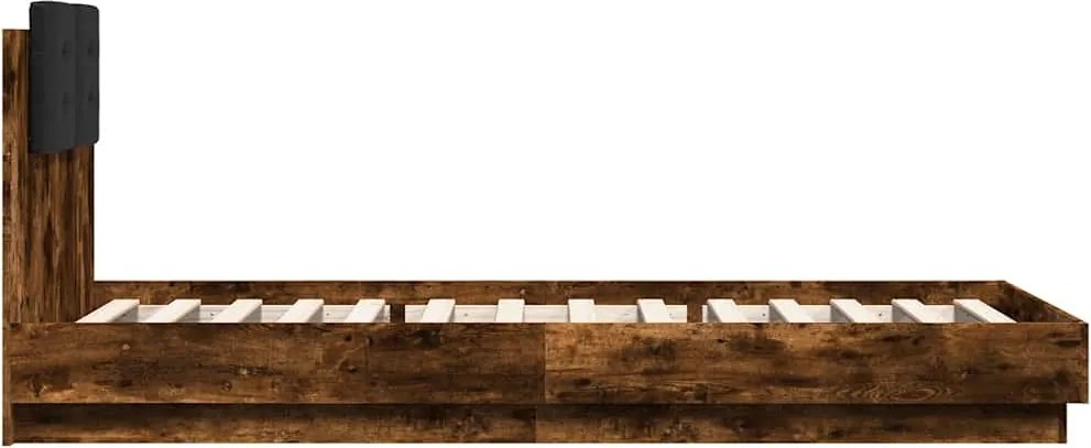 Rám postele s čelem kouřový dub 90 x 200 cm kompozitní dřevo 3209944