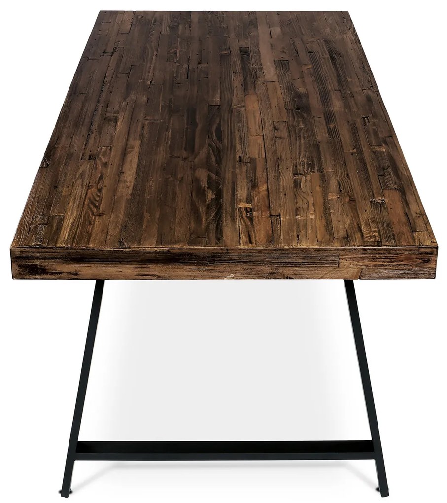 AUTRONIC Jídelní stůl, 180x90x76 cm, MDF deska, dýha odstín borovice, kovové nohy, černý lak