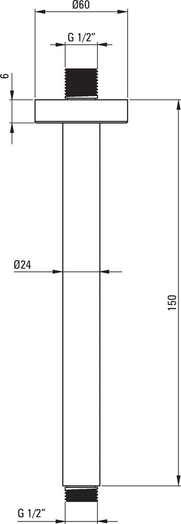 Deante Cascada, podomítkové stropní kulaté rameno 165 mm, chromová, NAC_042K