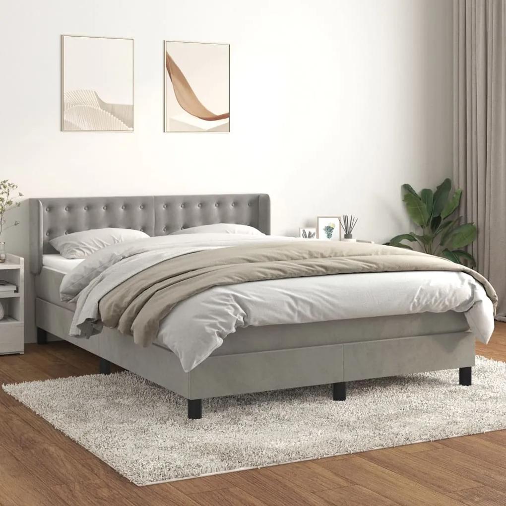 Box spring postel s matrací světle šedá 140x200 cm samet,  3131201