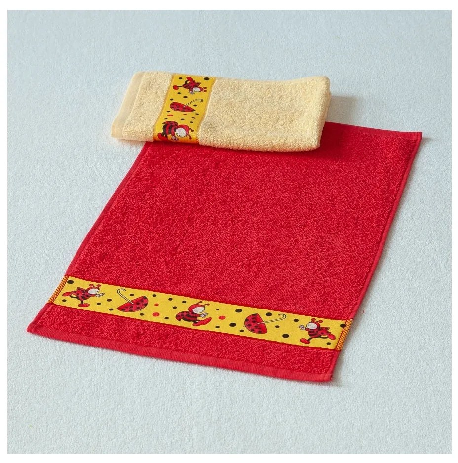 Veba dětský ručník rujana berušky - červená 30x50