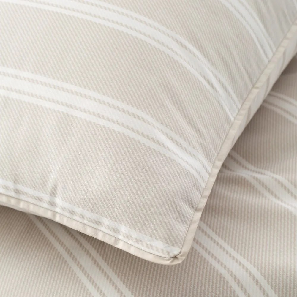 Béžové bavlněné povlečení na dvoulůžko 200x200 cm Ashford Stripe – Bianca