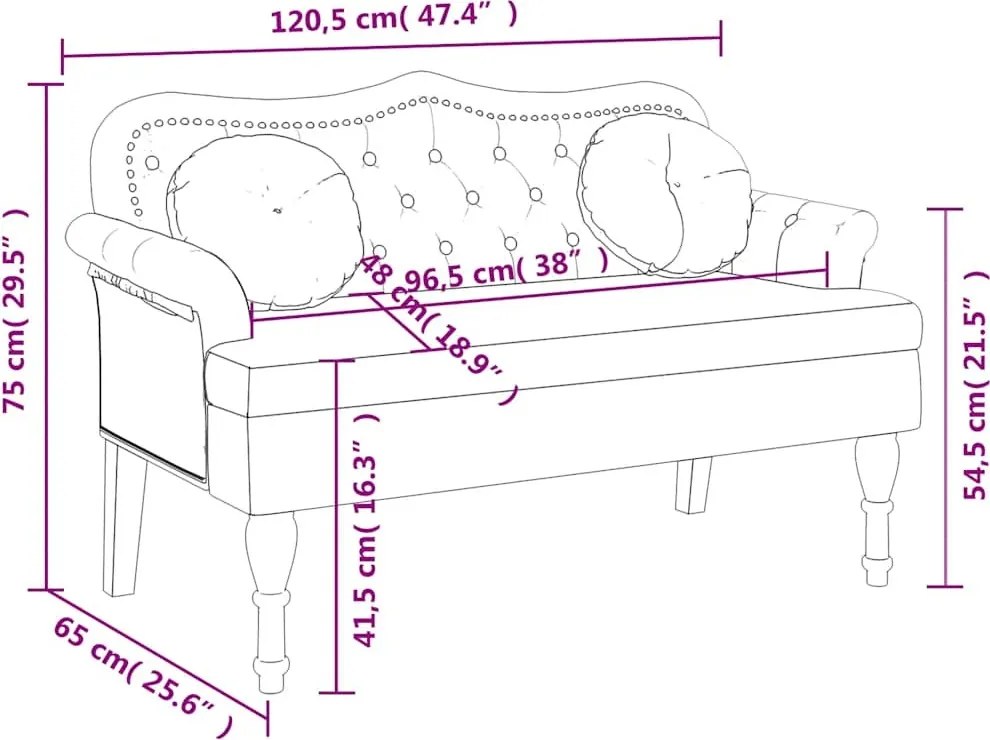 vidaXL Lavice s polštáři 120,5 x 65 x 75 cm samet [372140] Barva: vínová červená