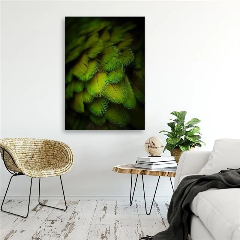 Gario Obraz na plátně Ozdobné zelené peří Rozměry: 40 x 60 cm