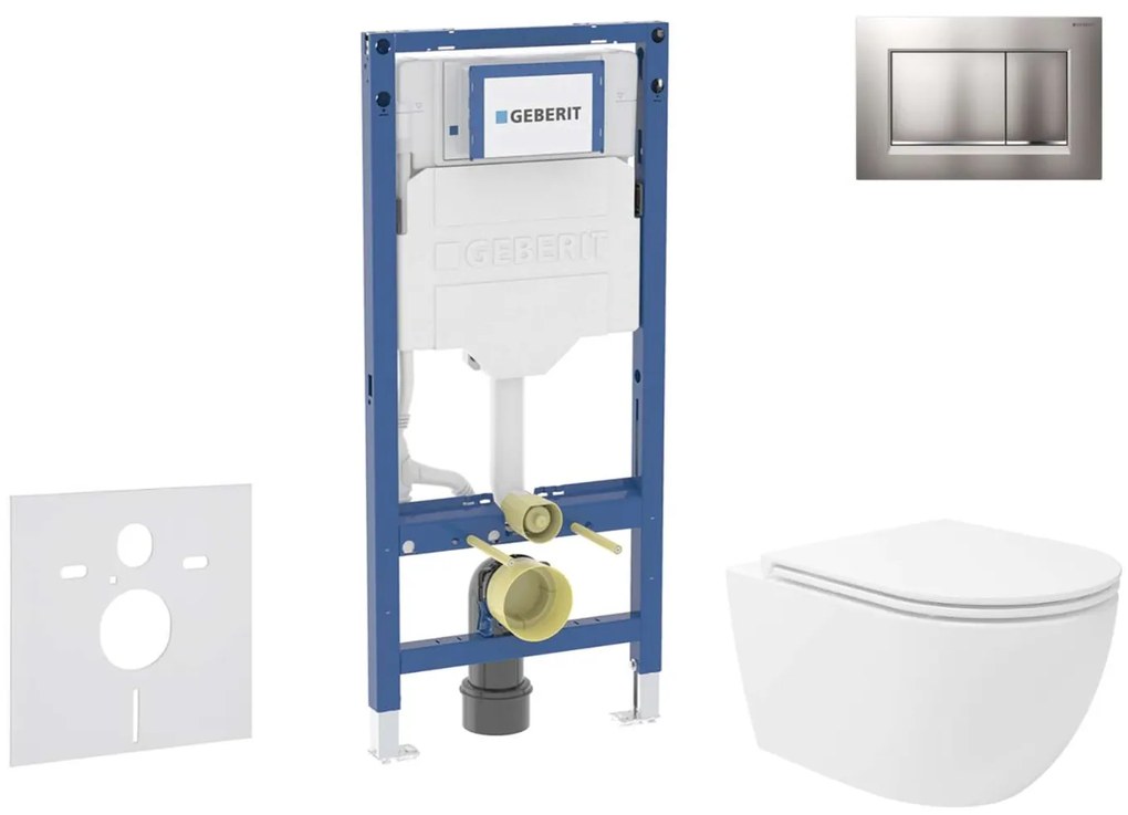 Geberit Duofix - Set předstěnové instalace, klozetu Oudee Vortex a sedátka softclose, tlačítko Sigma20, lakovaný chrom mat/chrom SANI11CA1154B