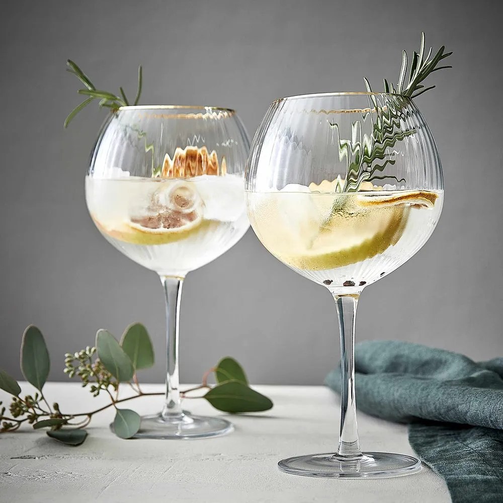 GOLDEN TWENTIES Sklenice na gin se zlatým okrajem 650 ml