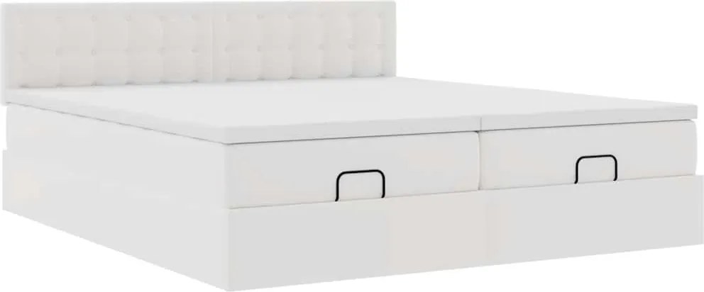 Osmanský rám postele s matrací bílý 160x200cm umělá kůže 3312801