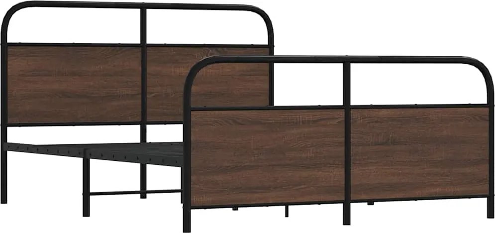 Kovový rám postele bez matrace hnědý dub 150 x 200 cm 3318663