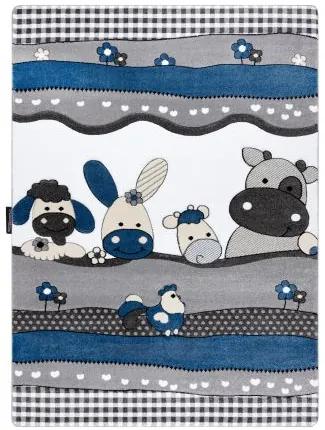 koberec PETIT FARMA ZVÍŘATA, modrý velikost 240x330 cm | krásné koberce cz