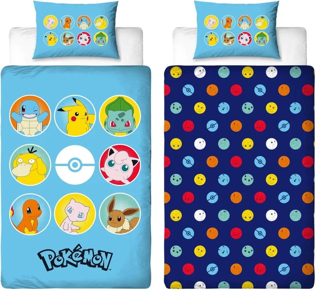 Dětské povlečení POKÉMON TEAM barevné Rozměr povlečení: 70 x 80 cm | 140 x 200 cm