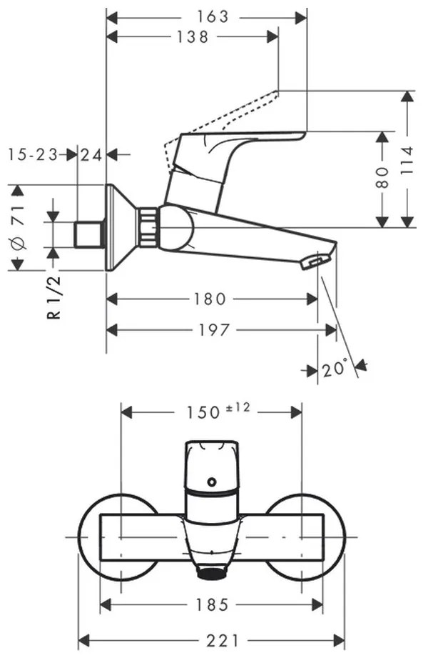 Hansgrohe Focus, páková umyvadlová baterie, chromová, 31923000