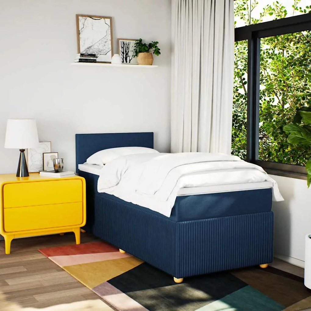 Box spring postel s matrací modrá 80x200 cm textil 3289582