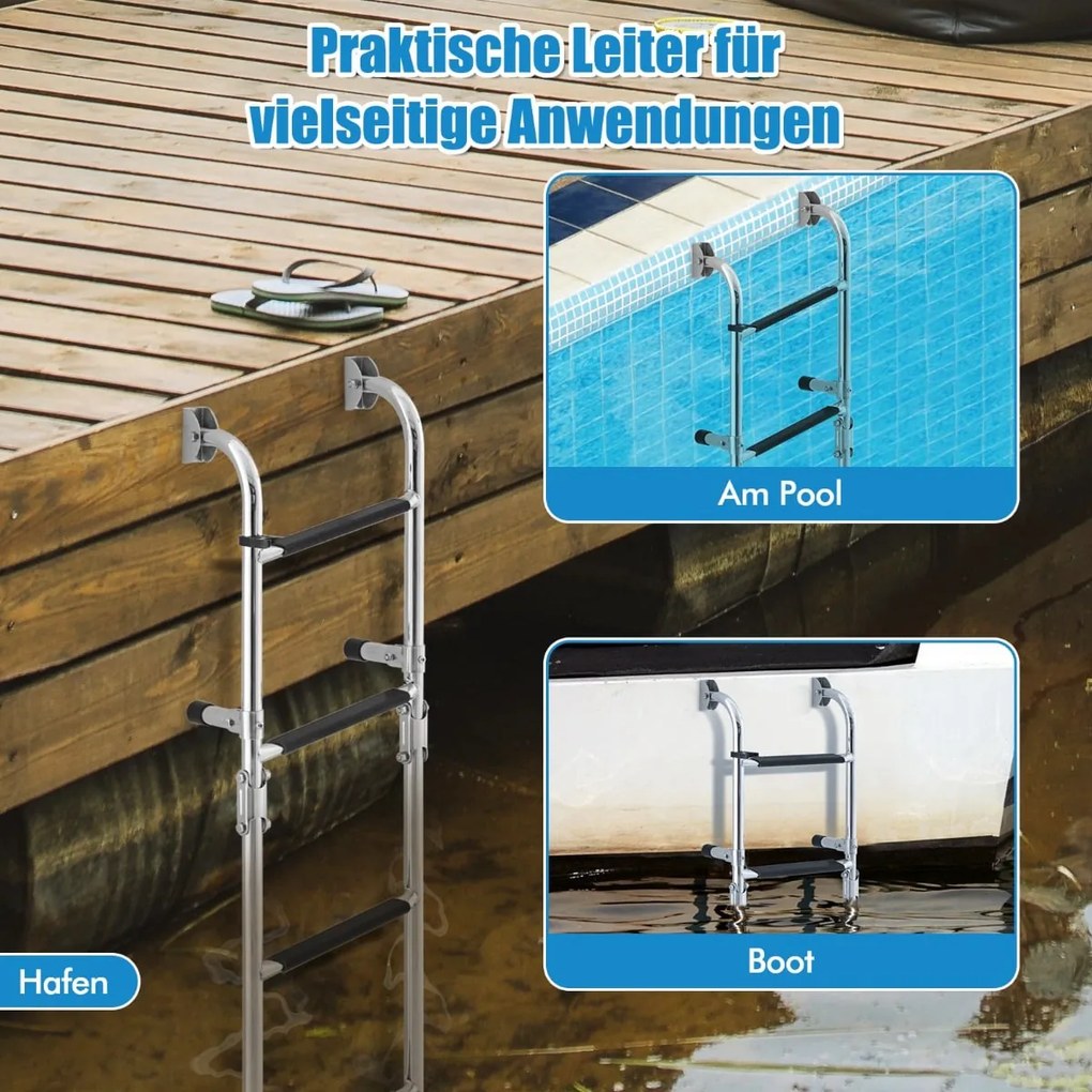 Costway Skládací 3- schůdky s robustními schůdky z PVC a podlahovými adaptéry
