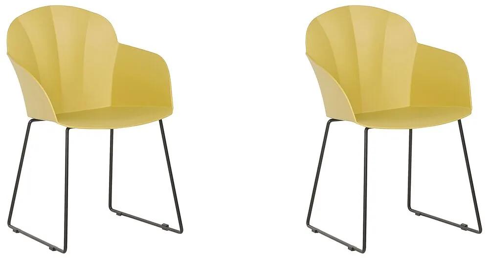 Sada 2 žlutých jídelních židlí SYLVA Beliani