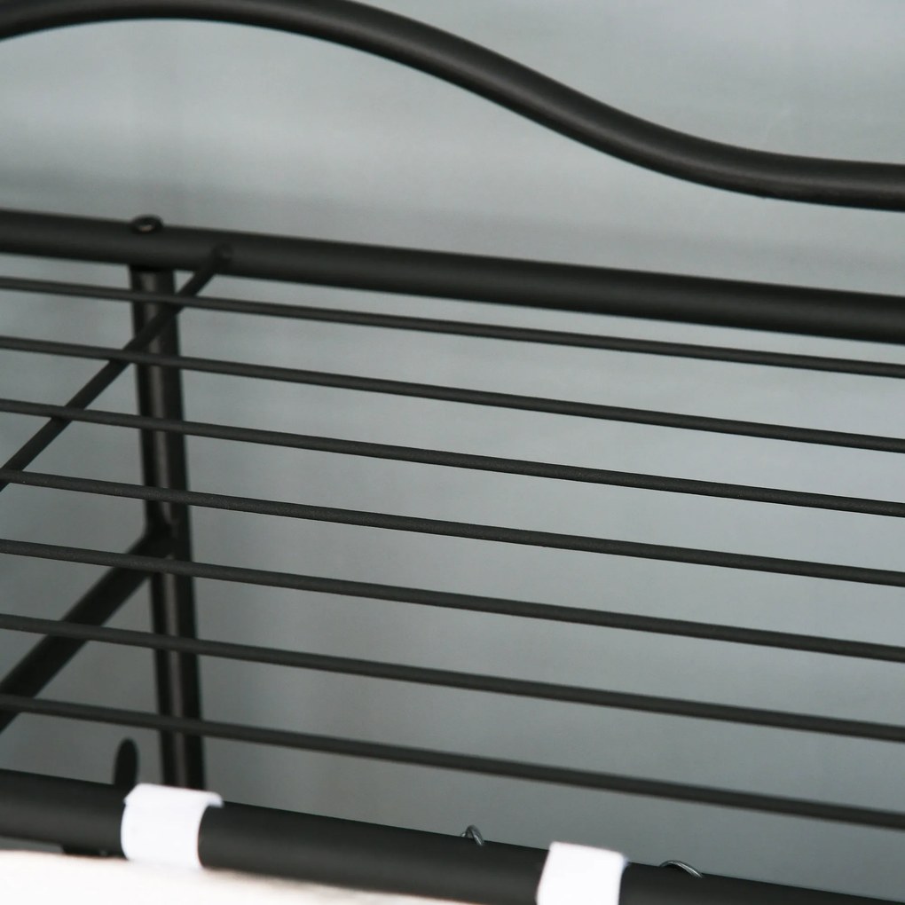 HOMCOM Šatní skříň pro dospělé s 5 policemi, oblečení a šatní tyčí, 84L x 42W x 159H cm, kovová černá s 2 bílými závěsy