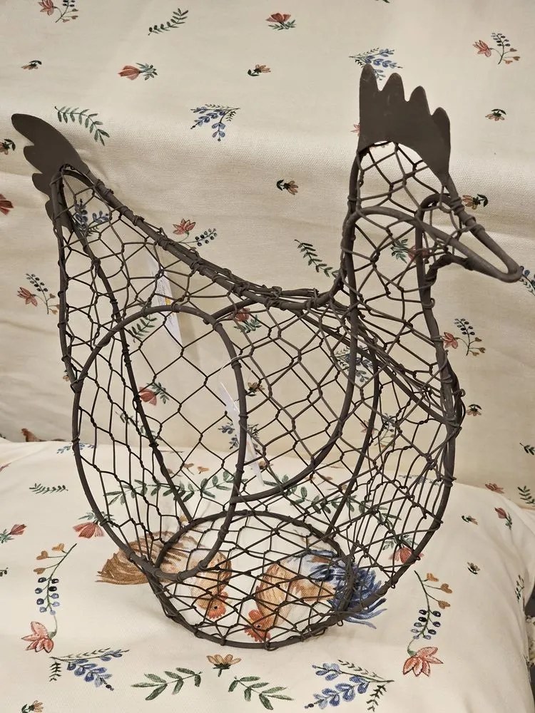 Hnědý drátěný dekorační košík slepička Chicken - 37*16*32 cm