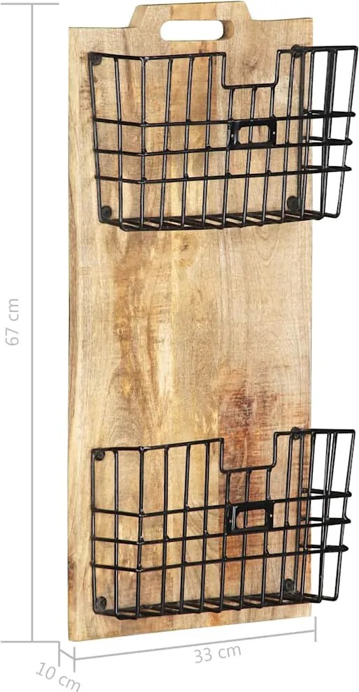 Nástěnný stojan na časopisy 33x10x67 cm masivní hrubý mangovník 285878
