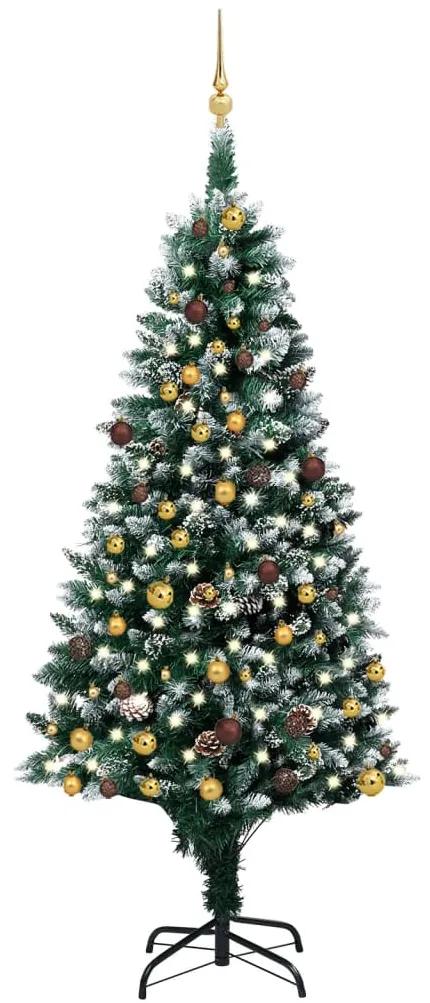 3077532 vidaXL Umělý vánoční stromek s LED sadou koulí a šiškami 210 cm