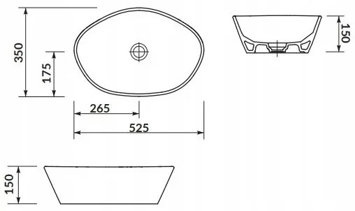 Cersanit City, umyvadlo na desku 52,5 x 35 cm s keramickou zátkou, bílá, K35-046