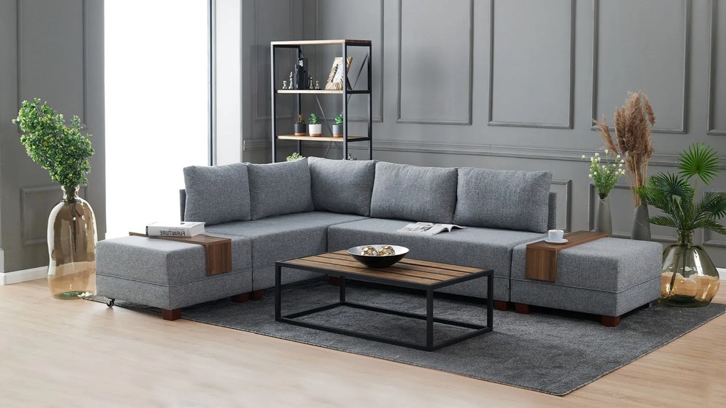 Atelier del sofa Rohová pohovka FLY šedá levý roh 280 cm 825BLC1006