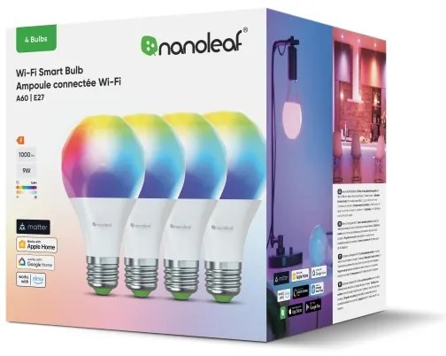 Nanoleaf N7501B02-4A60E-SADA 4x LED RGBW Stm. žárovka A19 E27/9W/230V 2700-6500K