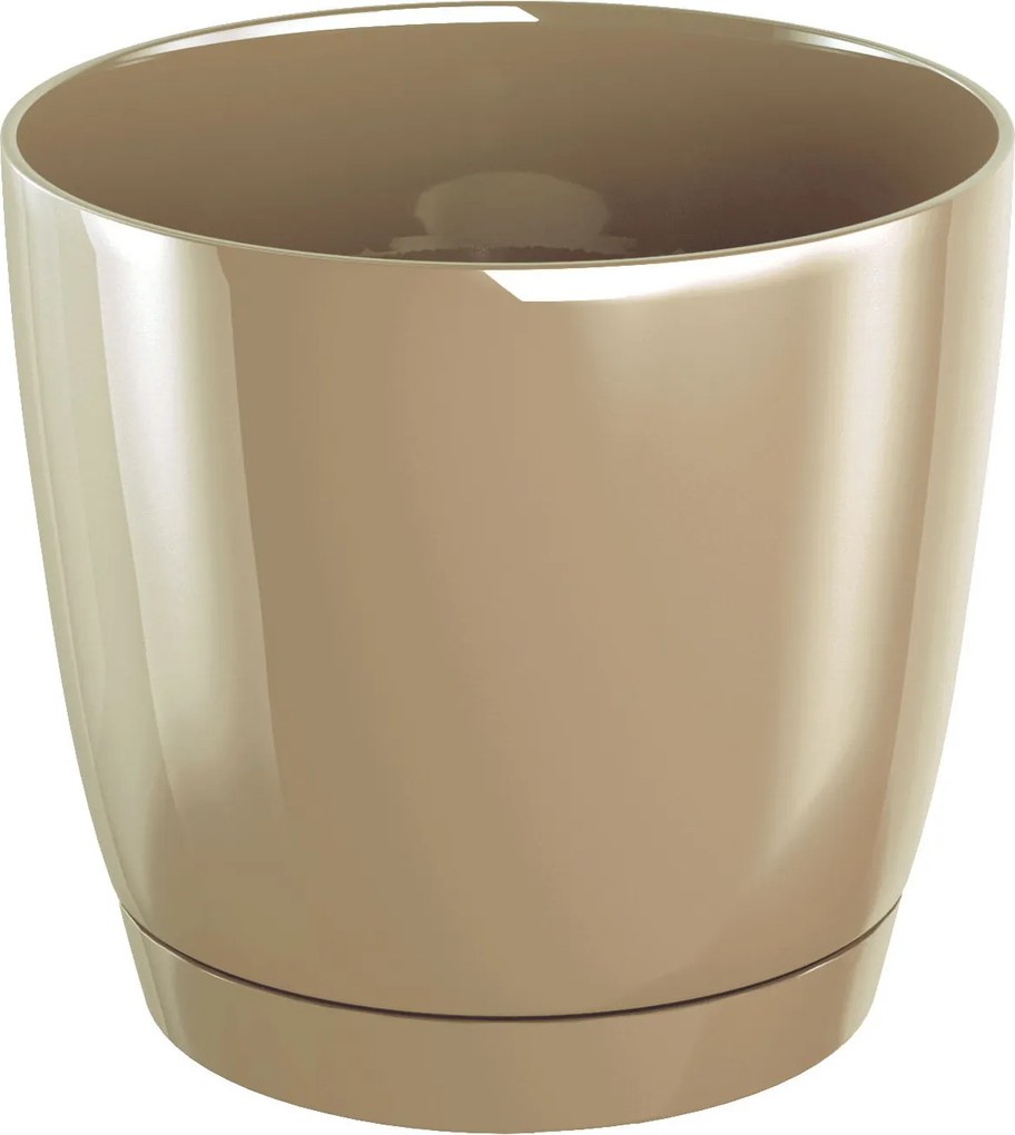 PRO Květináč COUBI ROUND P s miskou káva s mlékem 15,5cm