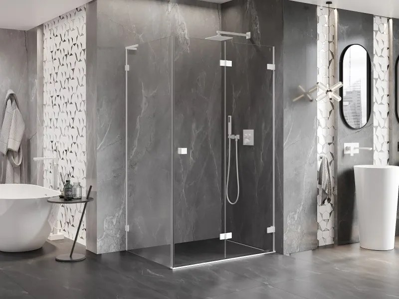 Mexen Lunar-F L, sprchový kout pravý 100 x 80 cm, 8mm čiré sklo, bílý profil, 836L-100-080-20-00-P