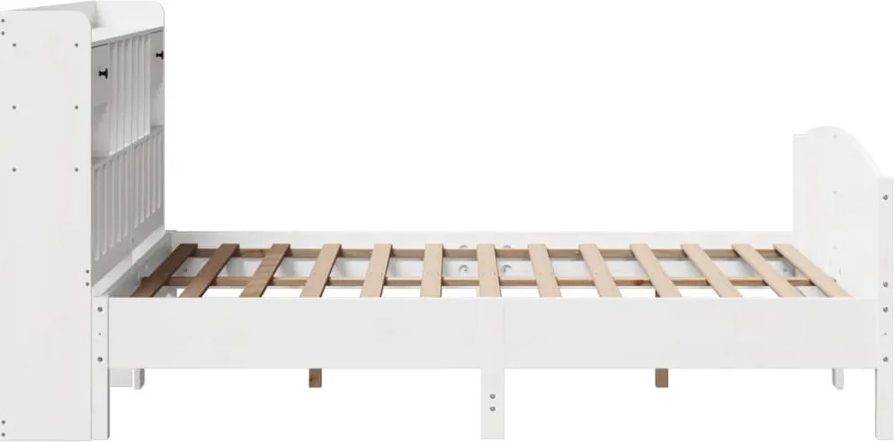 Postel s knihovnou bez matrace bílá 150x200 cm masivní borovice 3323141