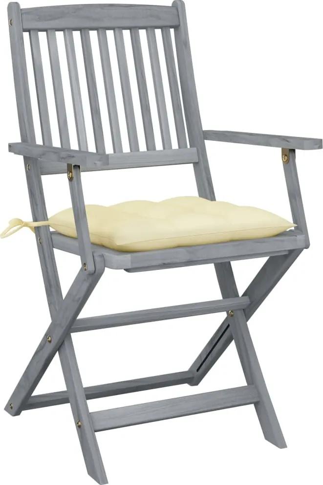 vidaXL Skládací zahradní židle s poduškami 4 ks masivní akáciové dřevo [3064526] Barva: Černá