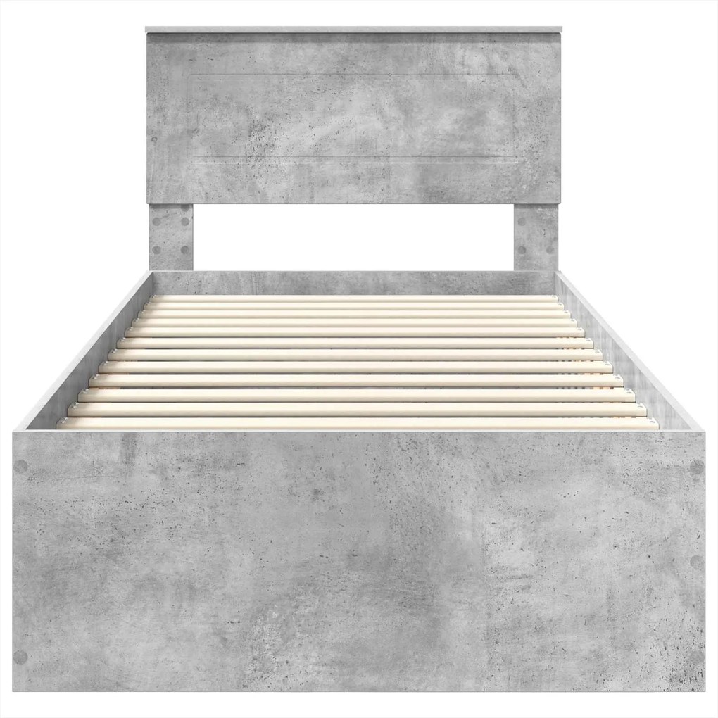 Rám postele s čelo Betonově šedá 100 x 200 cm Kompozitní dřevo 3408700