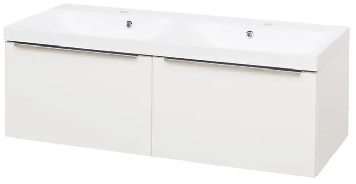 Mereo Mailo, koupelnová skříňka s umyvadlem z litého mramoru 121 cm, bílá, dub, antracit Mailo, koupelnová skříňka s umyvadlem z litého mramoru 121 c…